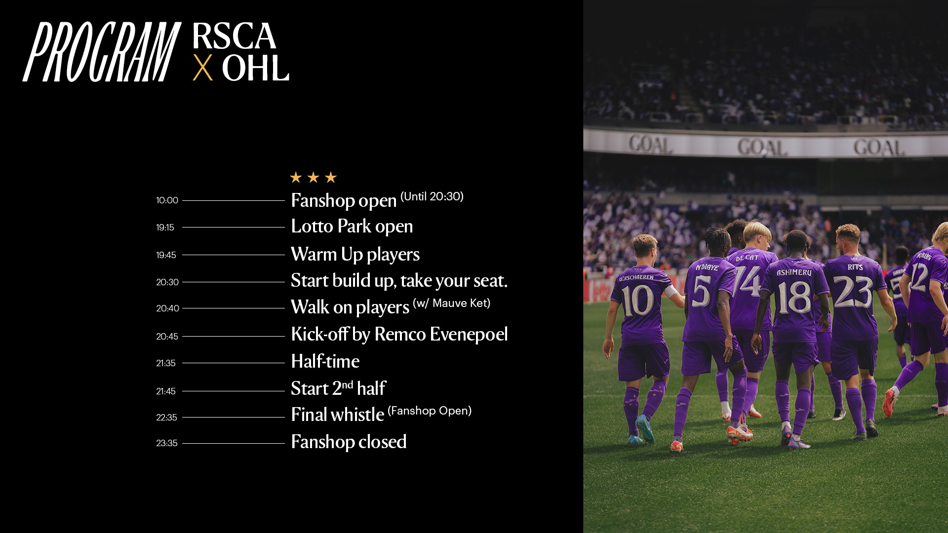 MATCHDAY INFO - RSCA x OH Leuven 20u45 | RSC Anderlecht